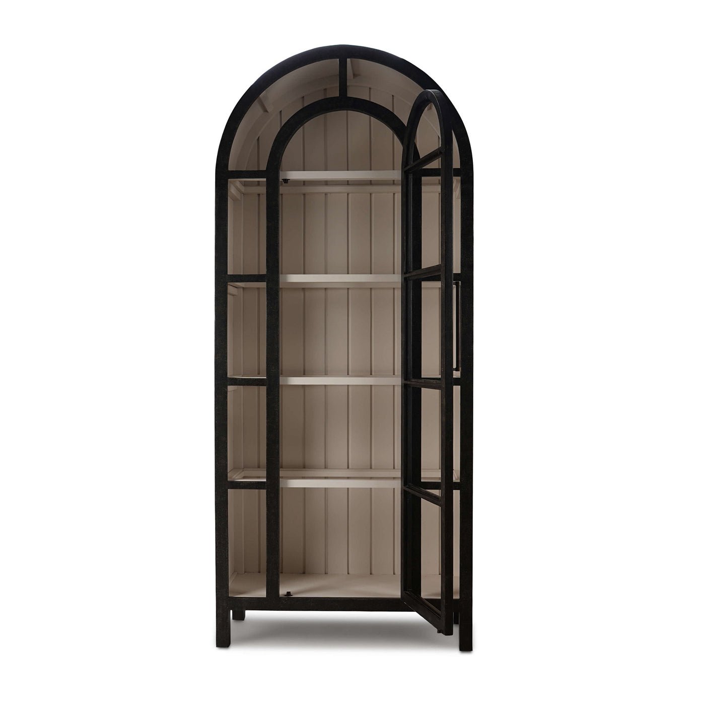 Arched Display Cabinet - Vintage Black Elegance - English Georgian America