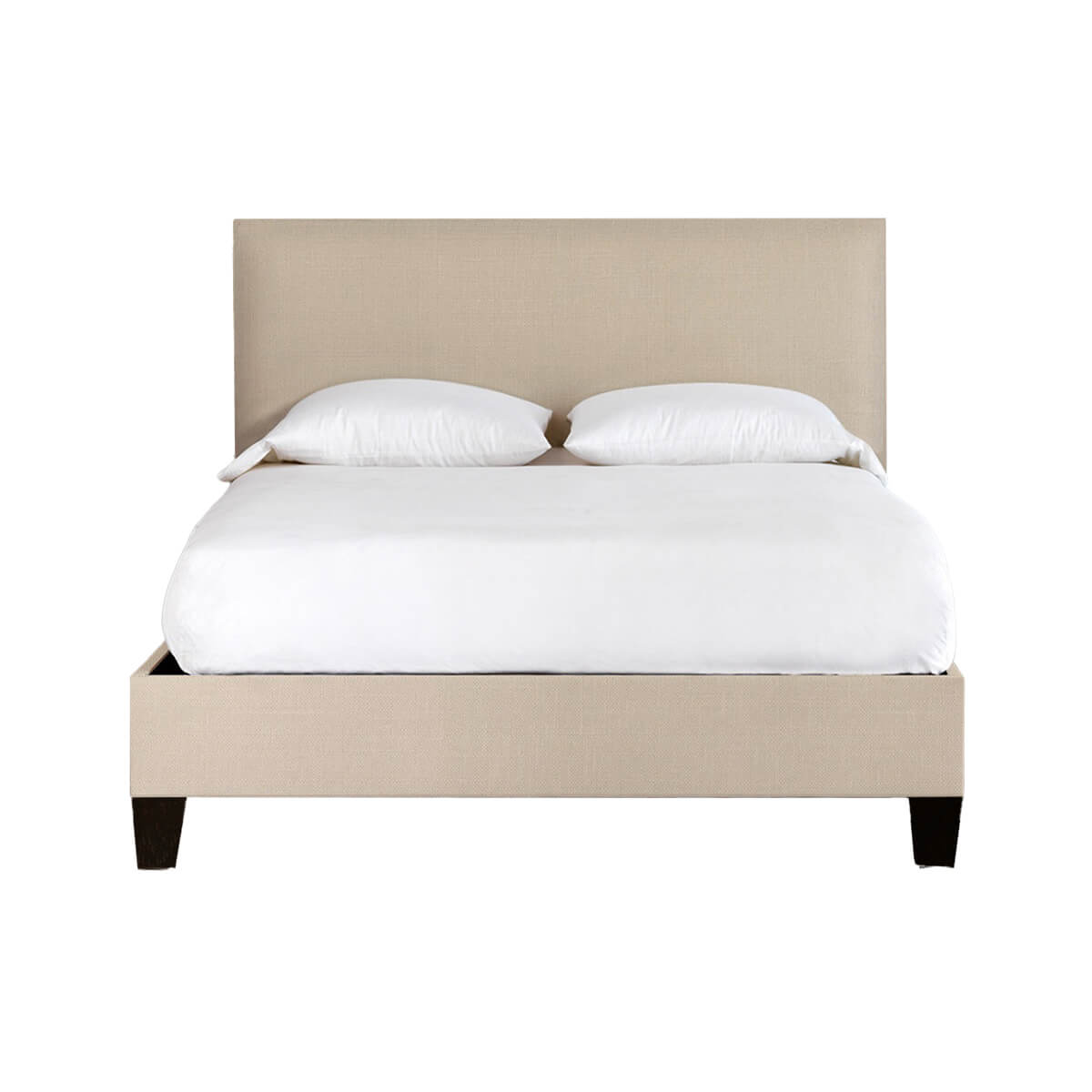 Beige fabric king bed frame store
