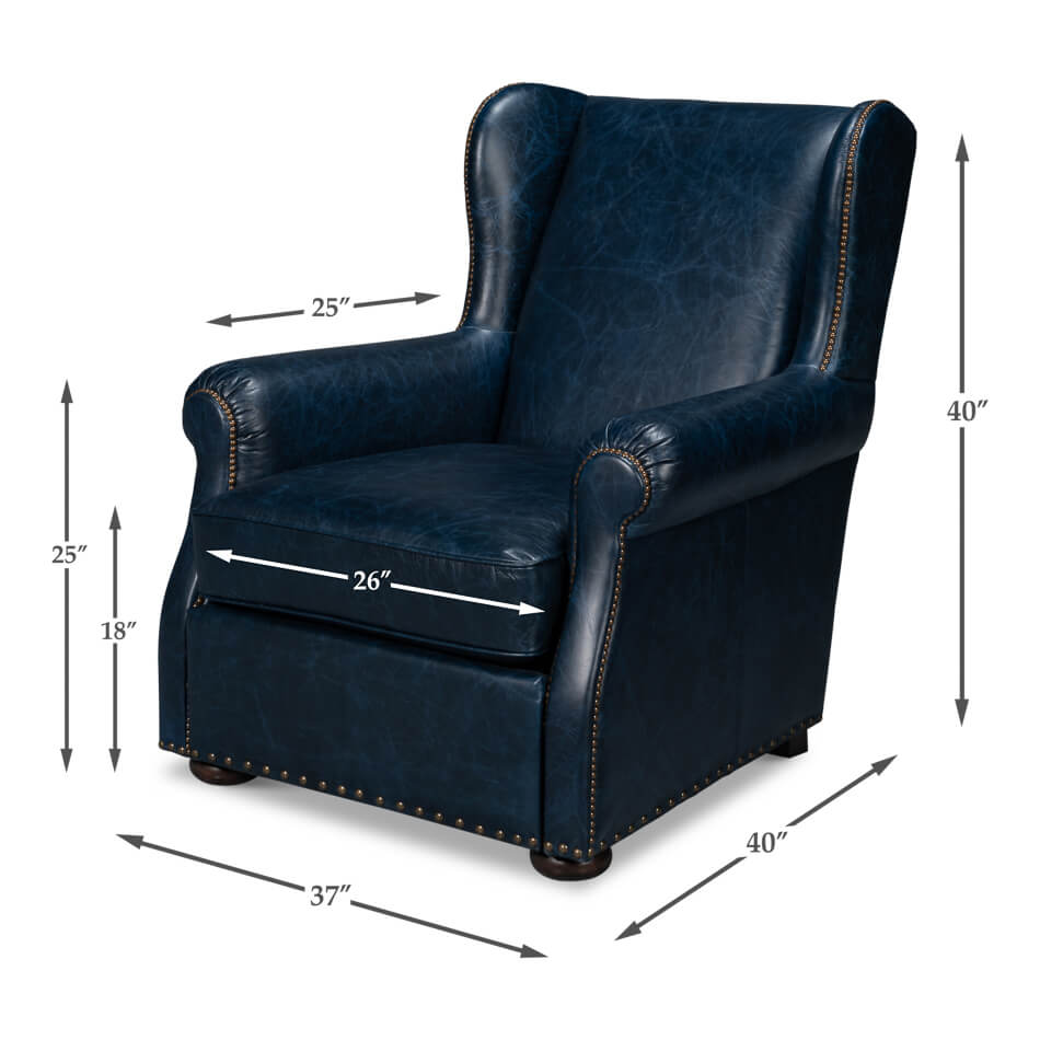 Blue leather armchair store