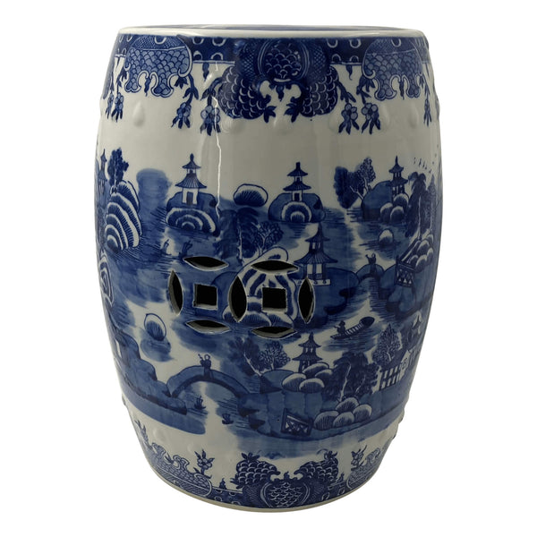 Chinese Blue and White Porcelain Garden Stool - English Georgian America