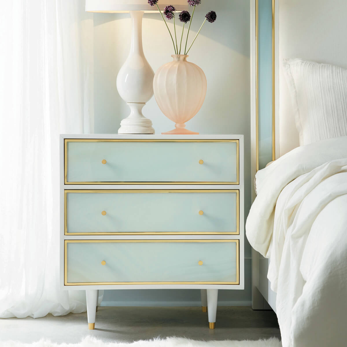 Coastal Sea Glass Nightstand English Georgian America