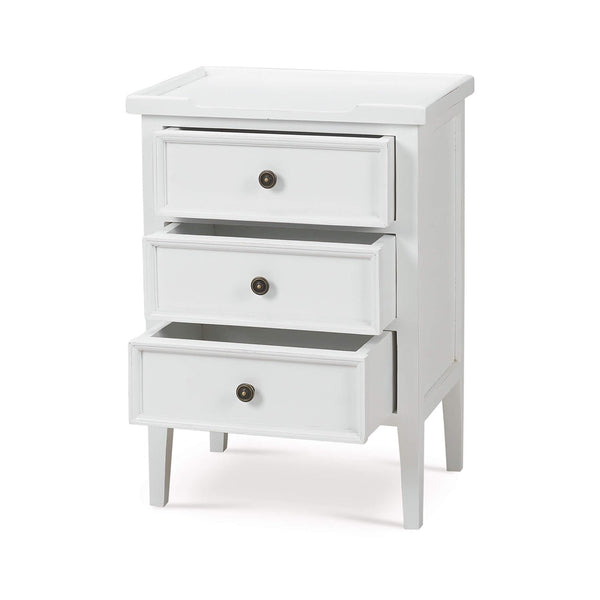 Charming Country Style Three Drawer End Table in White - English ...