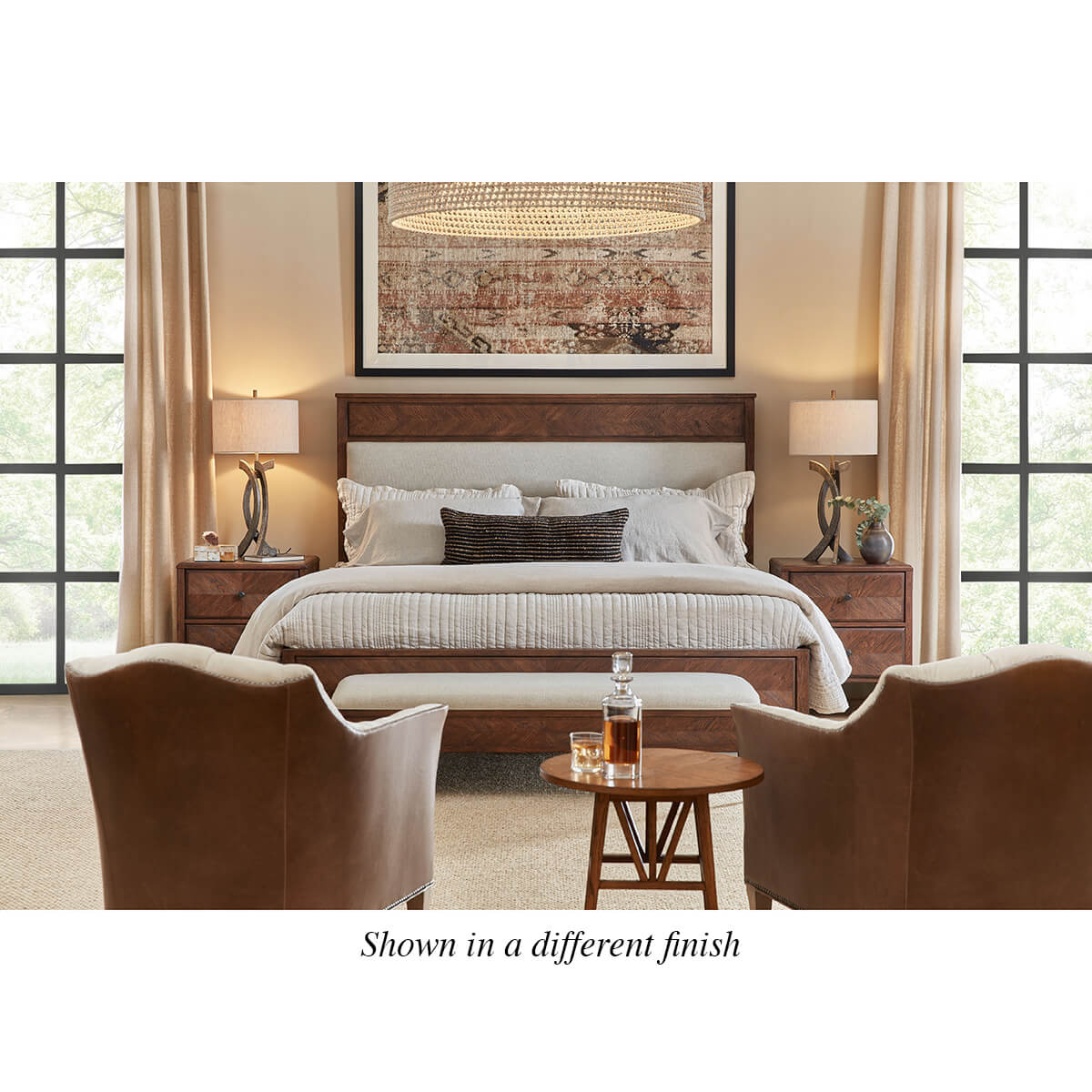 Herringbone Parquetry King Bed Light Oak English Georgian America