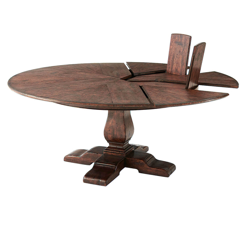 Large English Round Extension Dining Table - English Georgian America