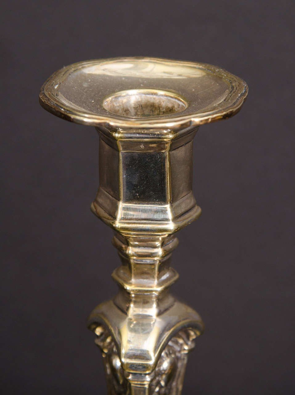 Pair Louis XIV Silvered Bronze Candlesticks - English Georgian America