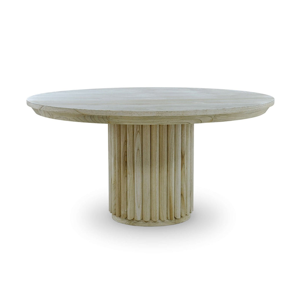 Stunning Ribbed Column 60 Round Dining Table Fruitwood Finish English Georgian America