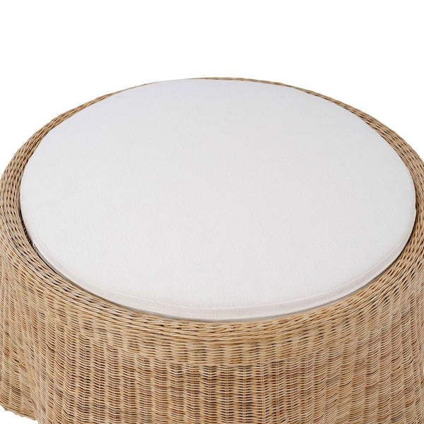 Chic Natural Round Round Rattan Ottoman - English Georgian America