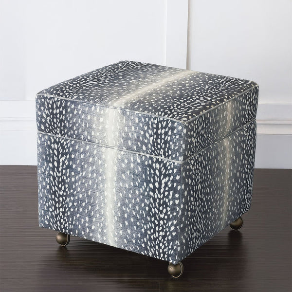 Storage Ottoman Cube - Navy Animal Print with Hidden Storage - English ...