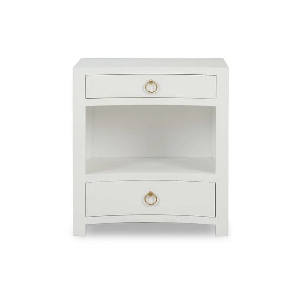 White Linen Wrapped Nightstand - Stylish and Elegant Storage - English ...