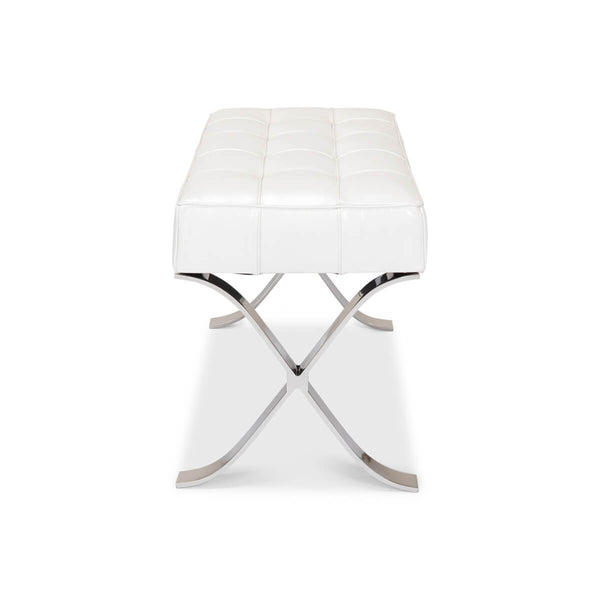 White Mid Century Modern Leather Stool | Sleek and Sophisticated ...